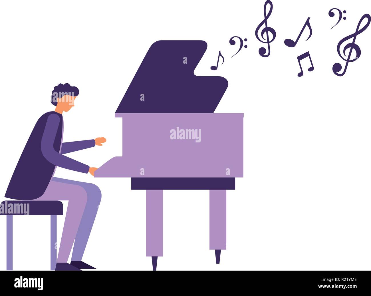 man playing classical piano instrument vector illustration Stock Vector ...