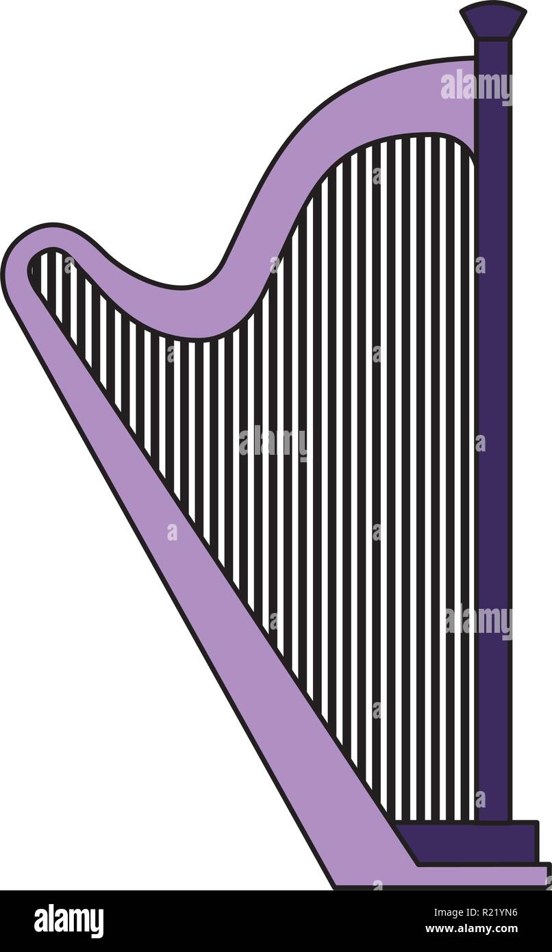 classic music instrument acoustic harp vector illustration Stock Vector ...