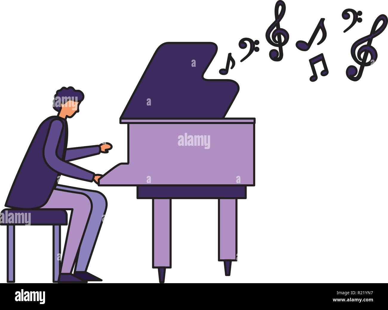 man playing classical piano instrument vector illustration Stock Vector ...