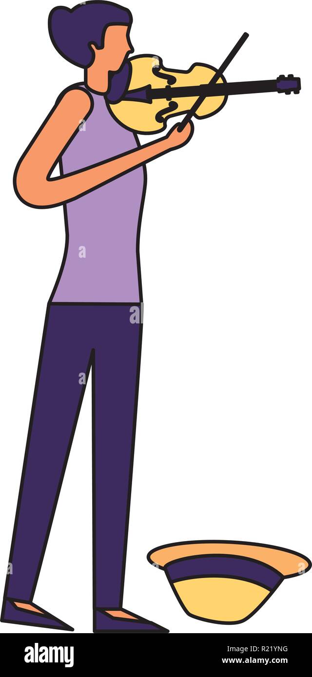 young girl musician playing violin vector illustration Stock Vector ...