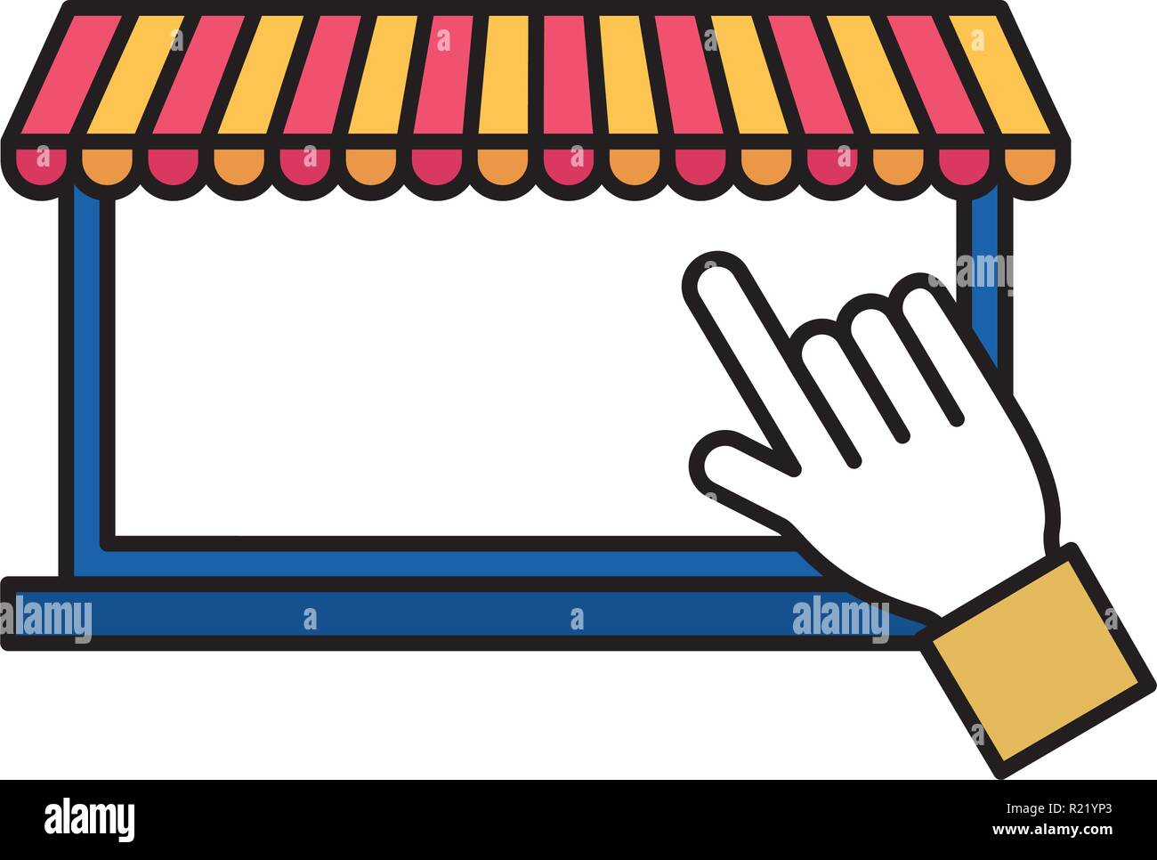 hand click laptop market online shopping vector illustration Stock ...