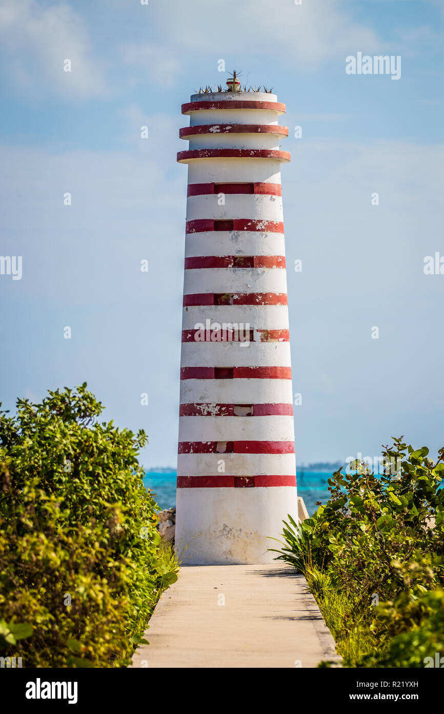 LIGHTHOUSE NEXT TO THE OCEAN, CARIBBEAN SEA, CANCUN MEXICO Stock Photo ...