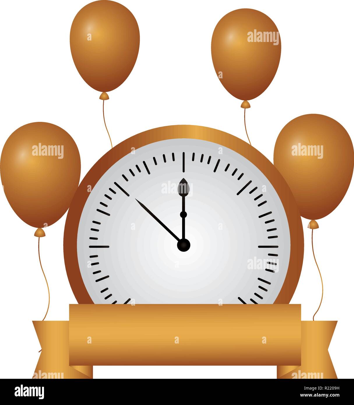 clock balloons ribbon happy new year vector illustration Stock Vector ...