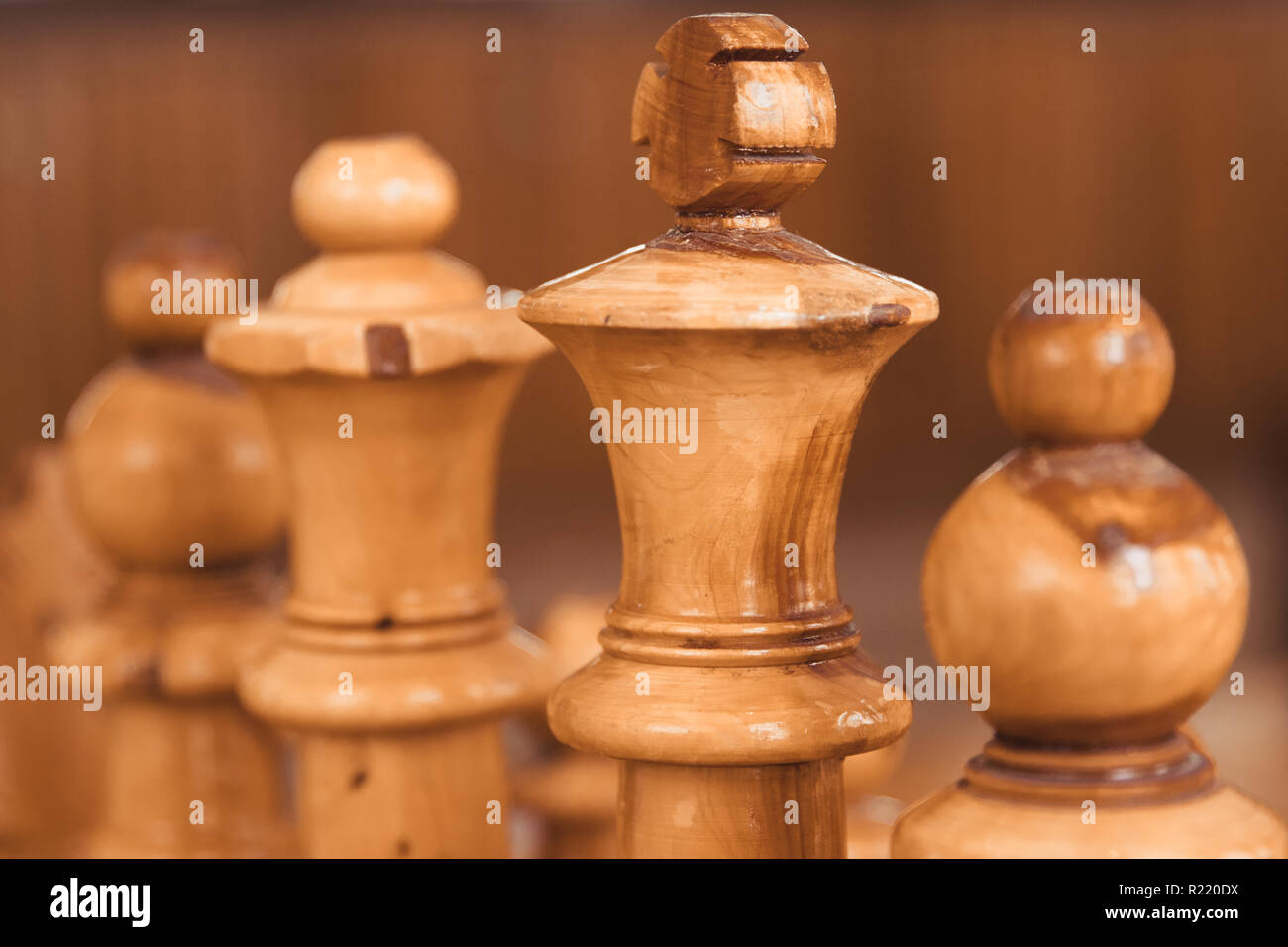 Large Wood Chess Pieces Stock Photo - Alamy