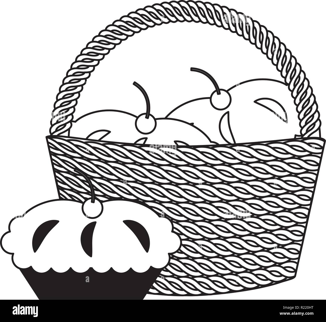 wicker basket cakes and american flag vector illustration Stock Vector ...