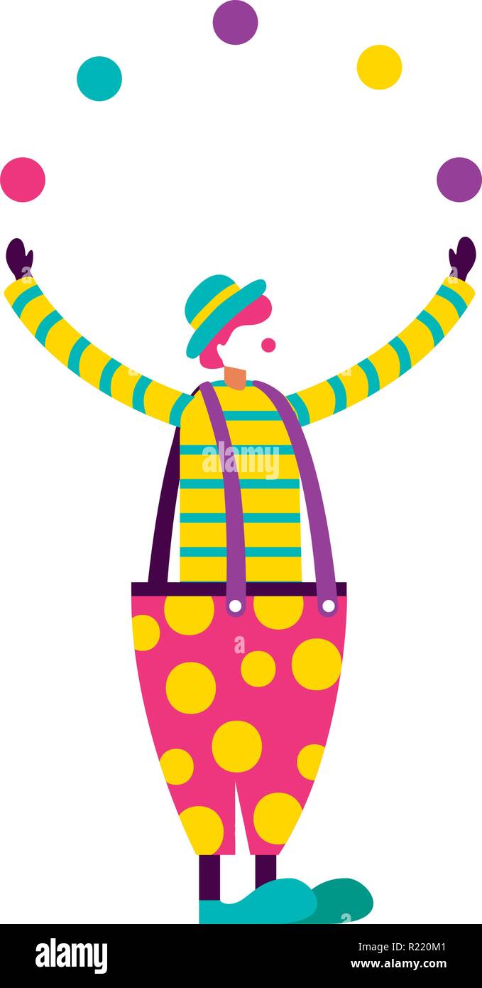 clown juggling with balls circus fun fair vector illustration Stock ...