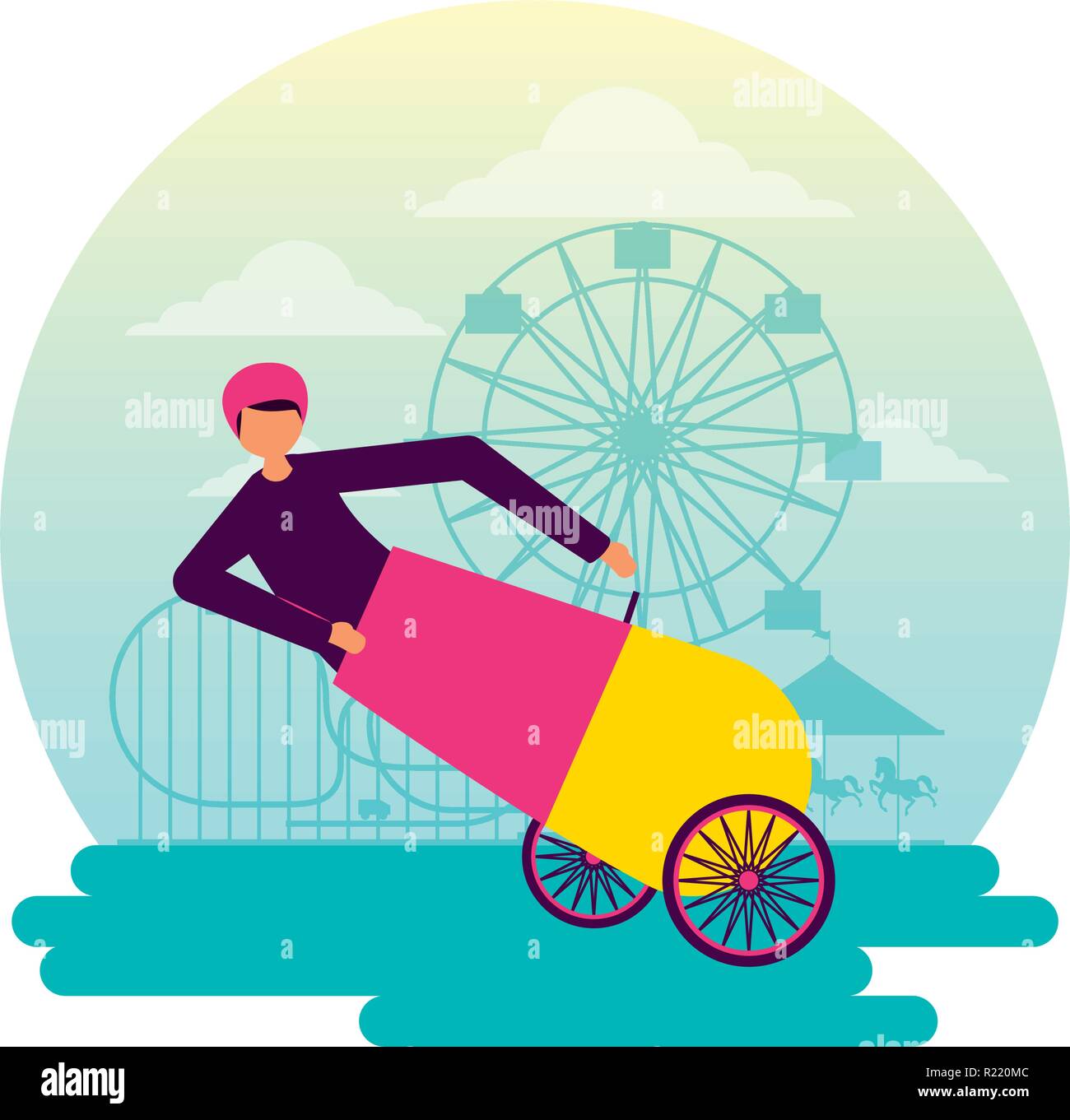 cannonball man circus fun fair vector illustration Stock Vector Image ...