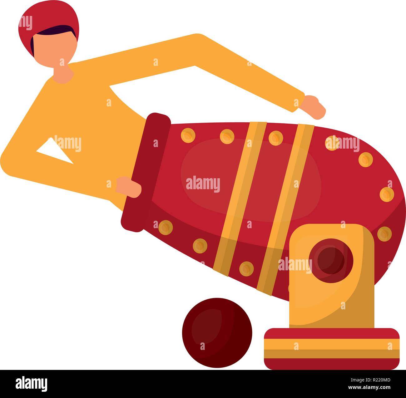 cannonball man character circus fun fair vector illustration Stock ...