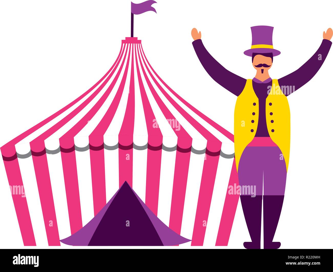 host man and tent circus fun fair vector illustration Stock Vector ...