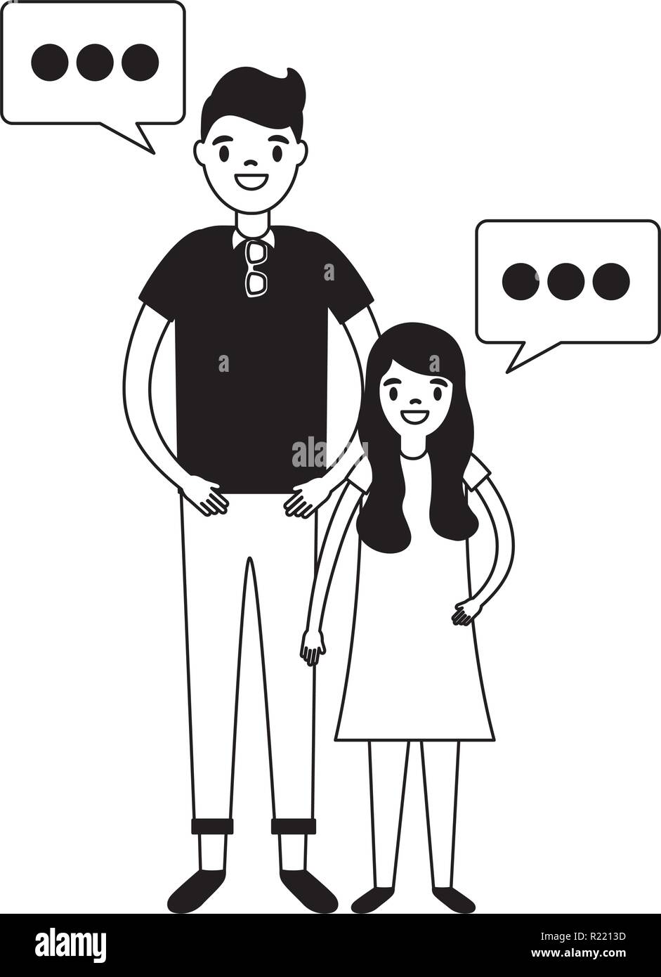 father and daughter family speech bubble vector illustration Stock ...