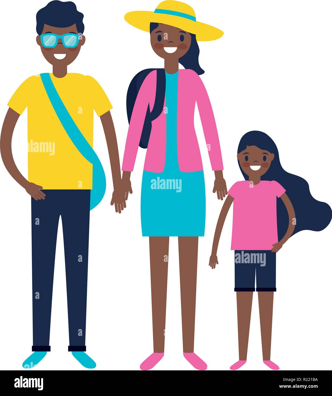 family parents and daughter vacations travel vector illustration Stock ...