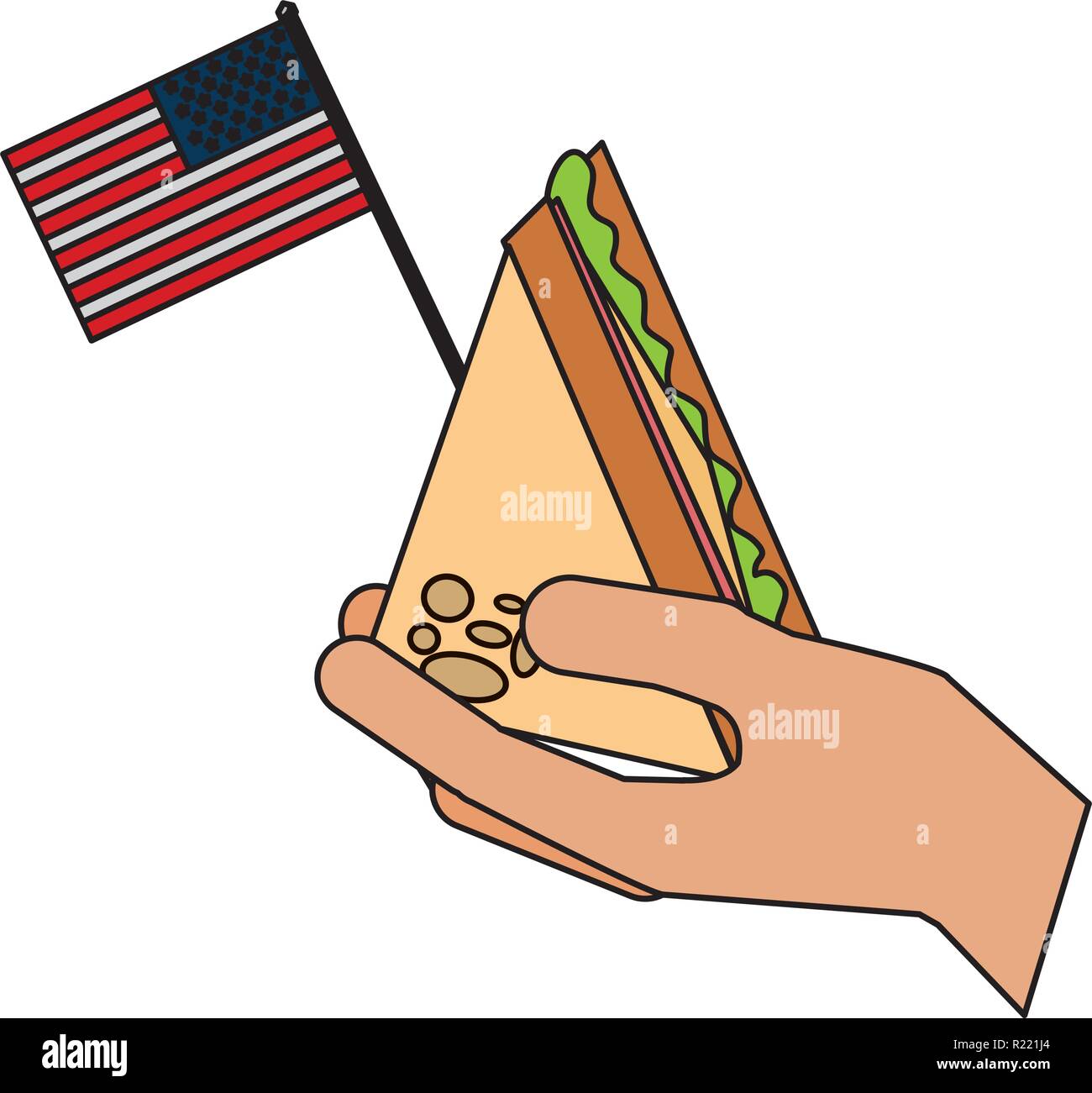 hand holding sandwich american flag Stock Vector Image & Art - Alamy