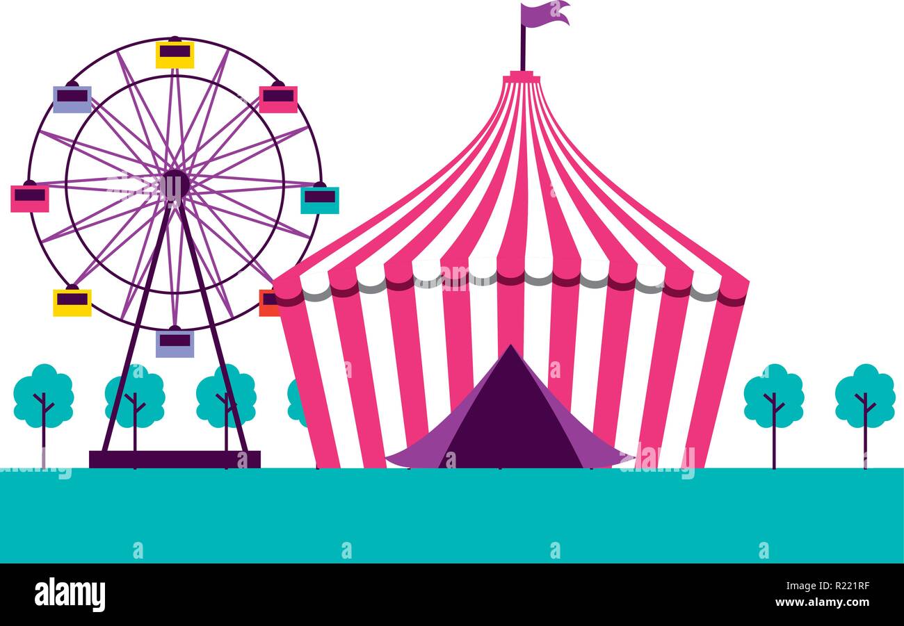 A tent and ferris wheel, circus illustration Stock Vector Image & Art ...