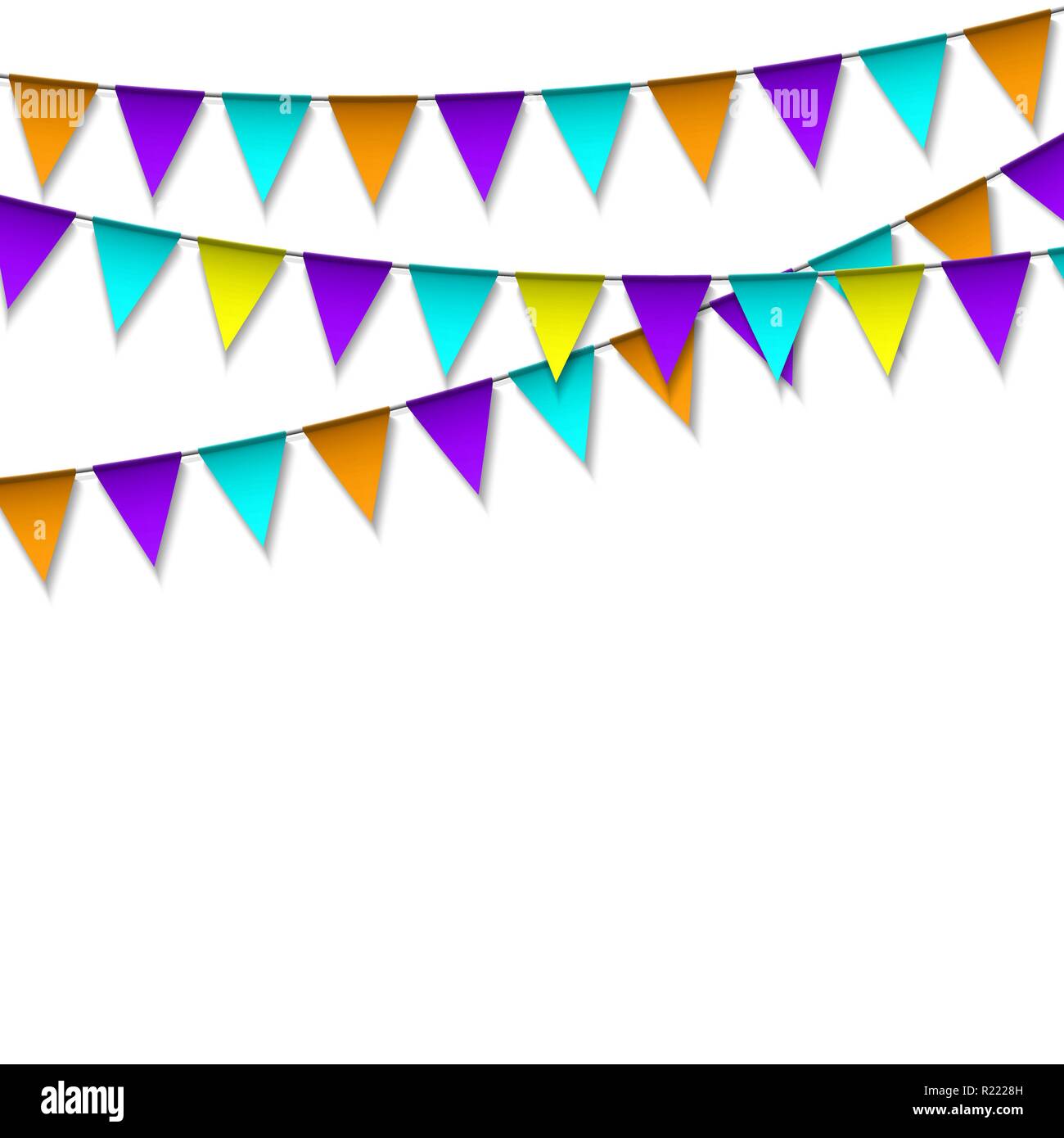 Garland with colorful pennants. Design celebration, Flag background ...