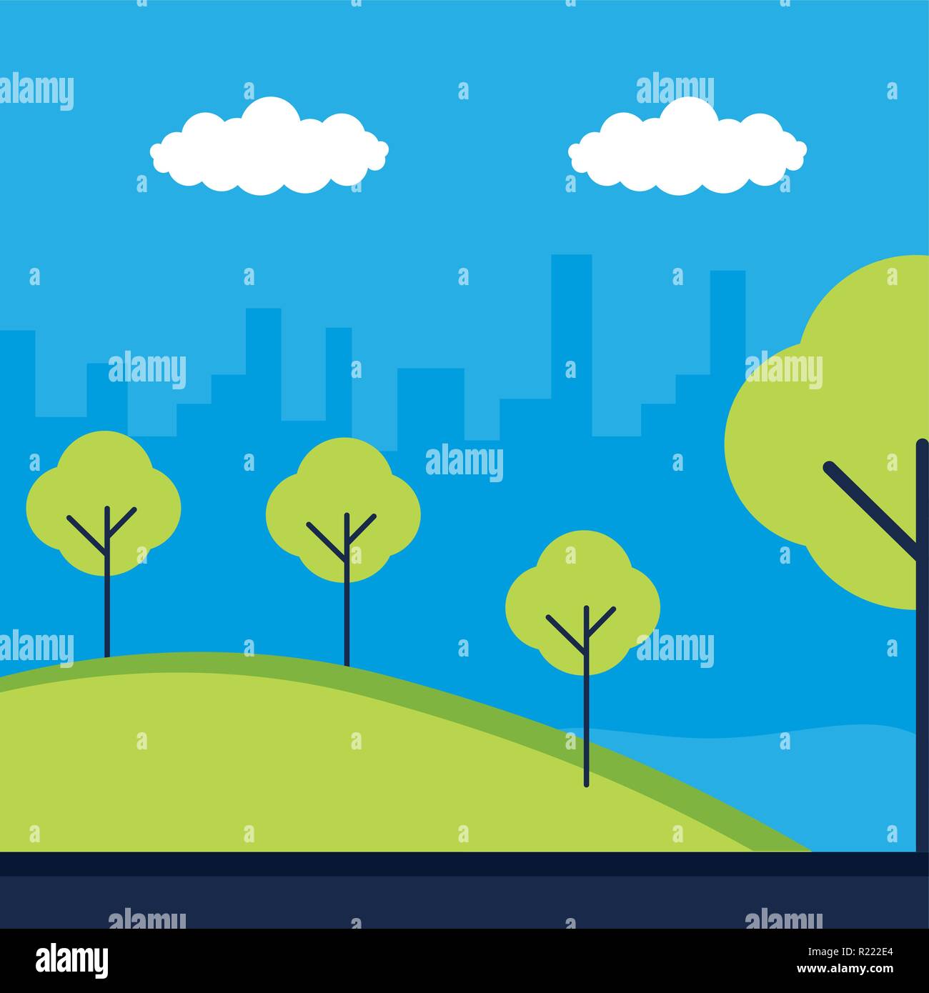 landscape city building trees park nature Stock Vector Image & Art - Alamy