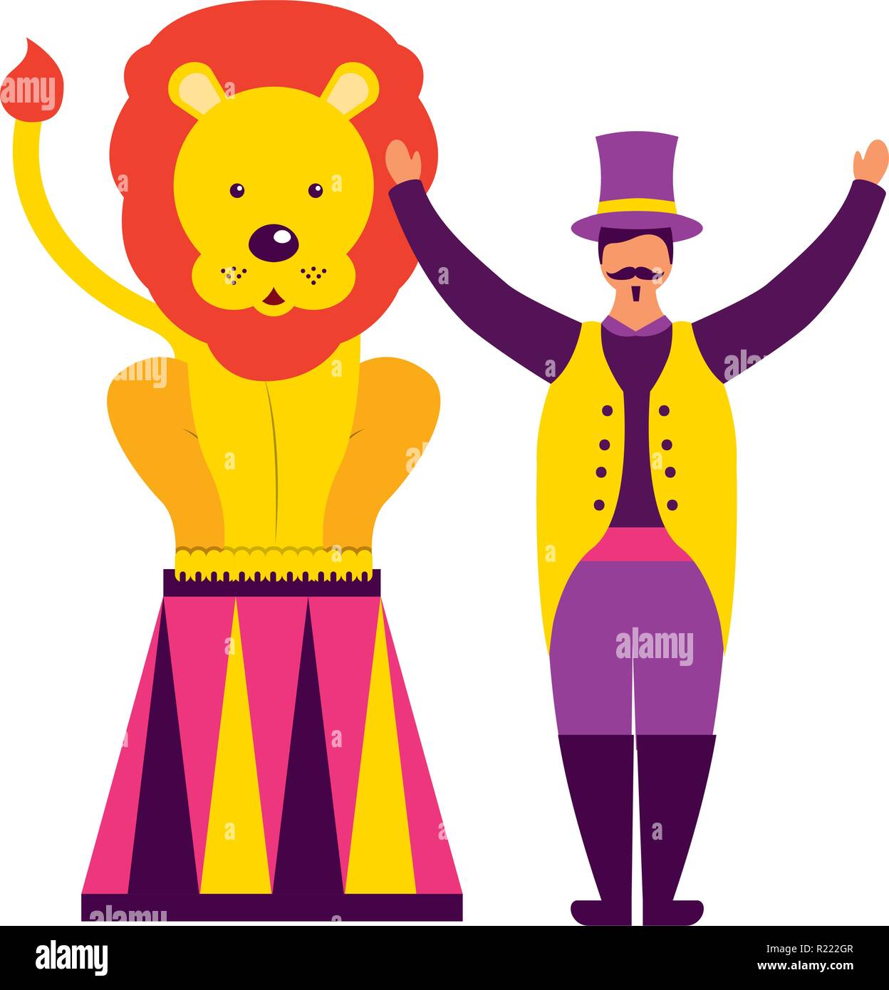 A tamer and lion, circus fun fair illustration Stock Vector Image & Art ...