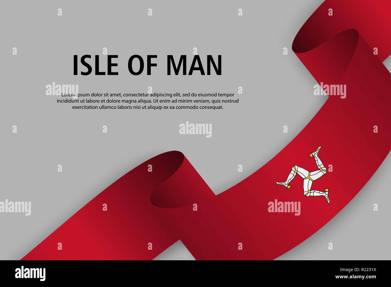 Waving ribbon with Flag of Isle of Man, Template for Independence day ...