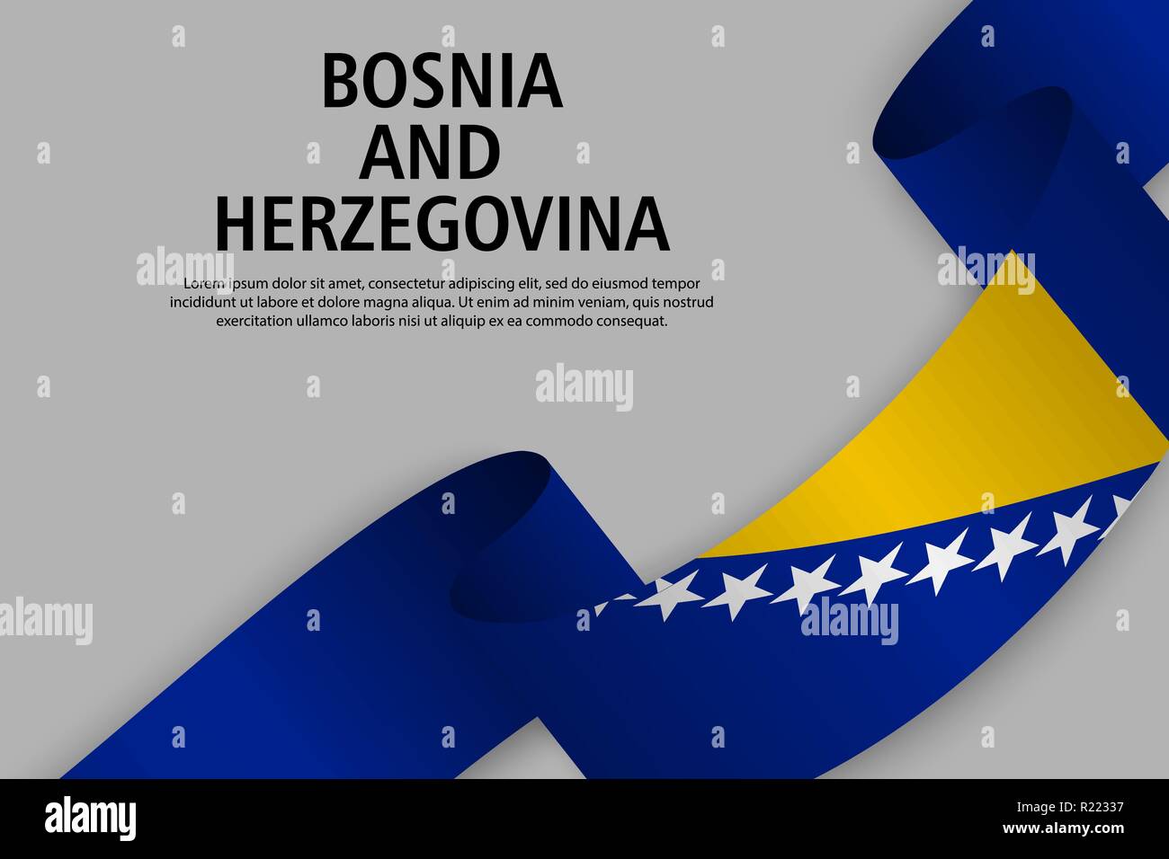 Waving ribbon with Flag of Bosnia and Herzegovina, Template for ...