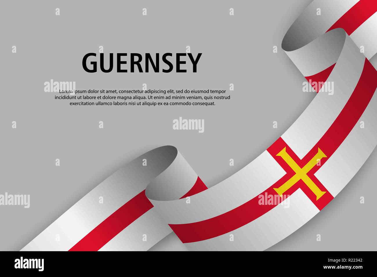 Waving ribbon with Flag of Guernsey, Template for Independence day ...