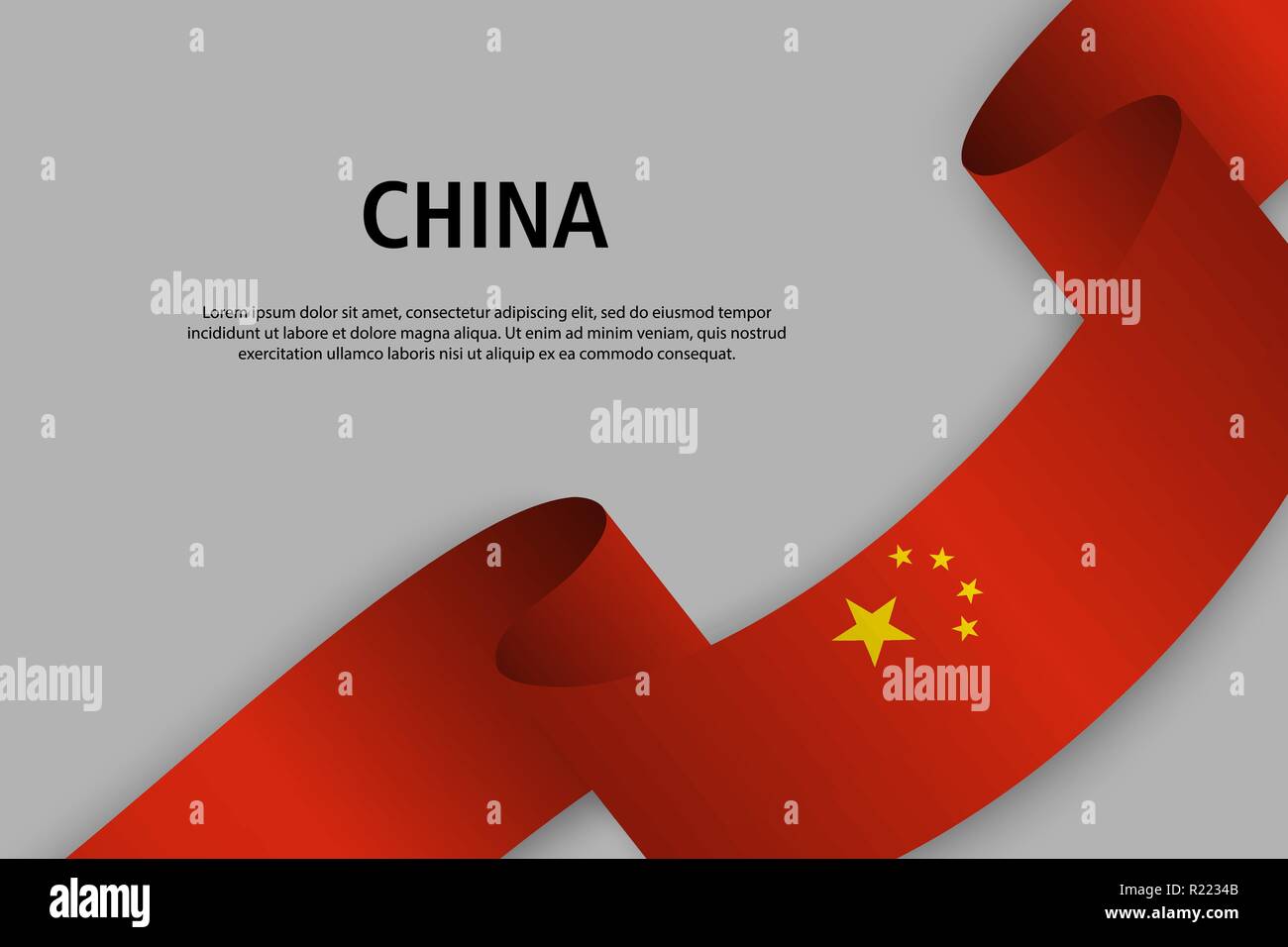 Waving ribbon with Flag of China, Template for Independence day banner ...