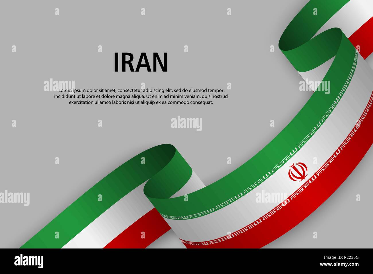 Waving ribbon with Flag of Iran, Template for Independence day banner ...