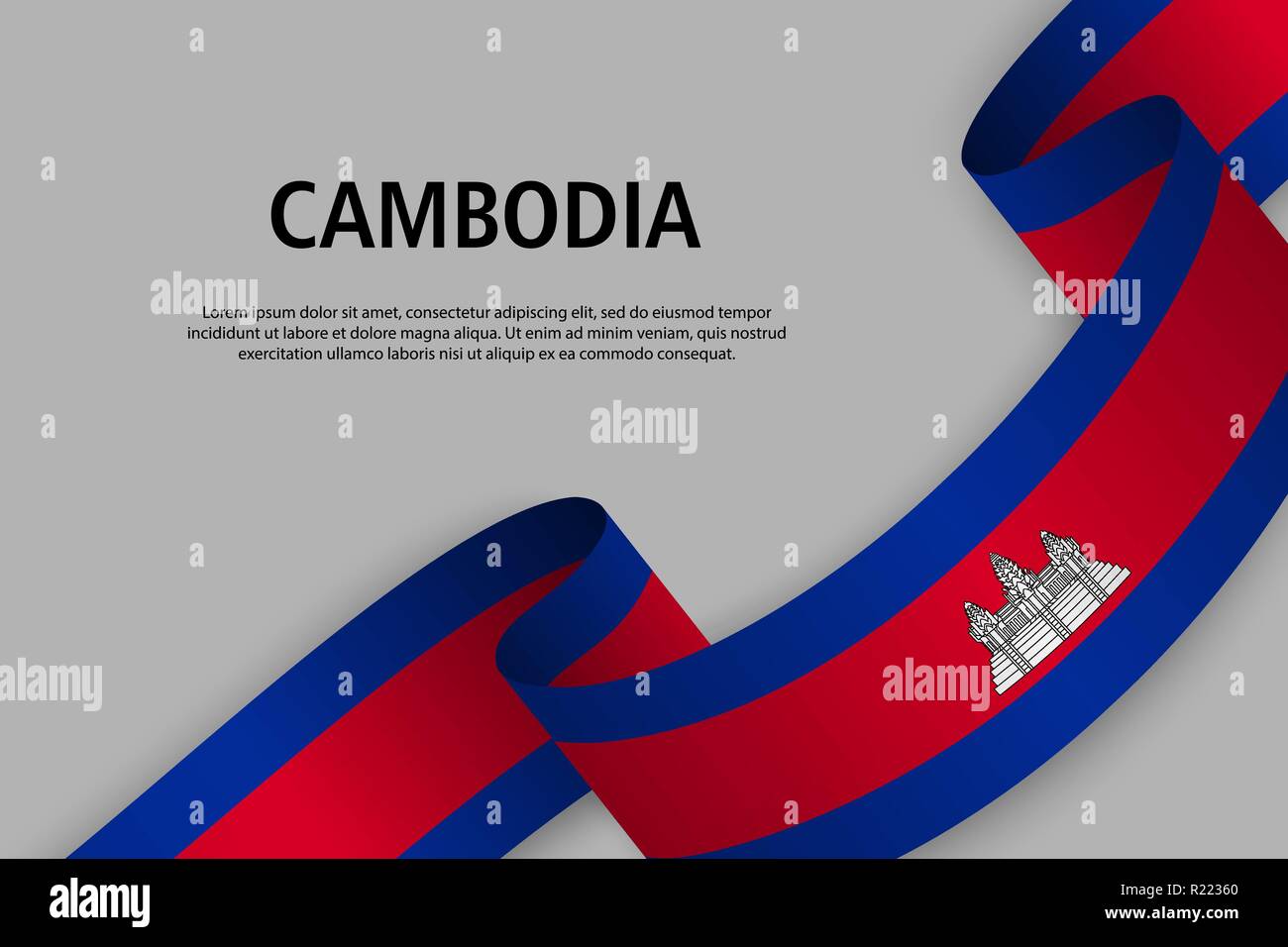Waving ribbon with Flag of Cambodia, Template for Independence day banner. vector illustration ...