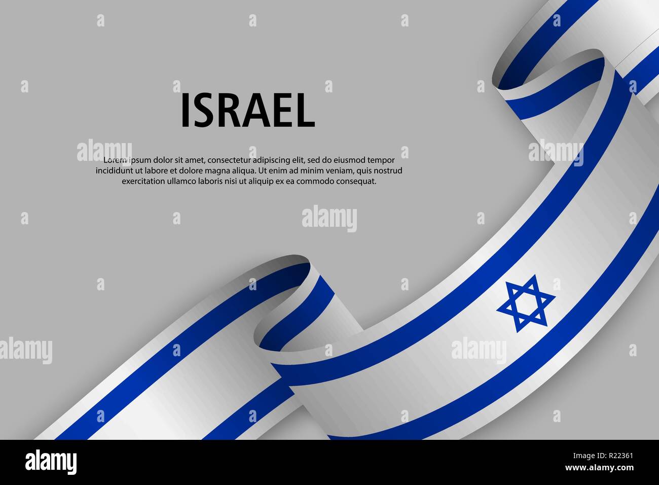 Waving ribbon with Flag of Israel, Template for Independence day banner ...