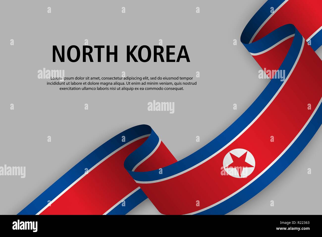 Waving ribbon with Flag of North Korea, Template for Independence day ...