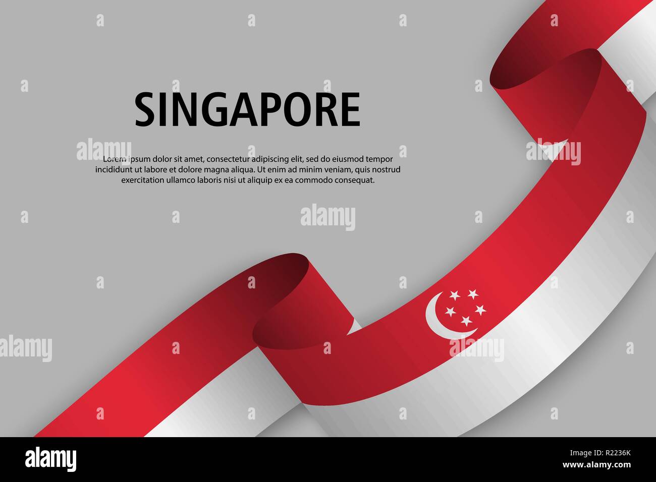 Waving ribbon with Flag of Singapore, Template for Independence day ...