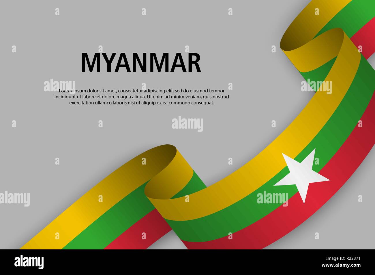 Waving ribbon with Flag of Myanmar, Template for Independence day ...