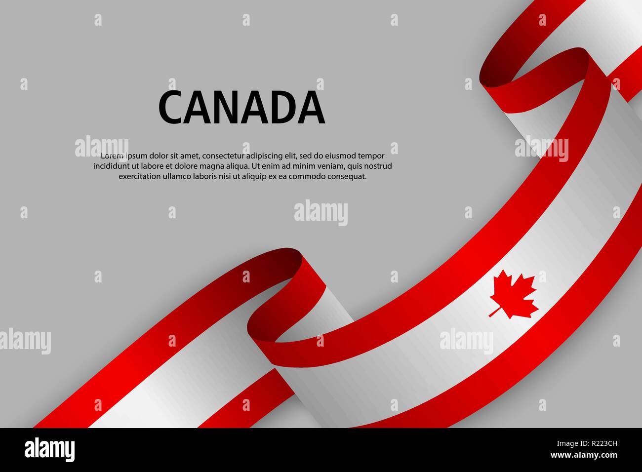 Waving ribbon with Flag of Canada, Template for Independence day banner ...