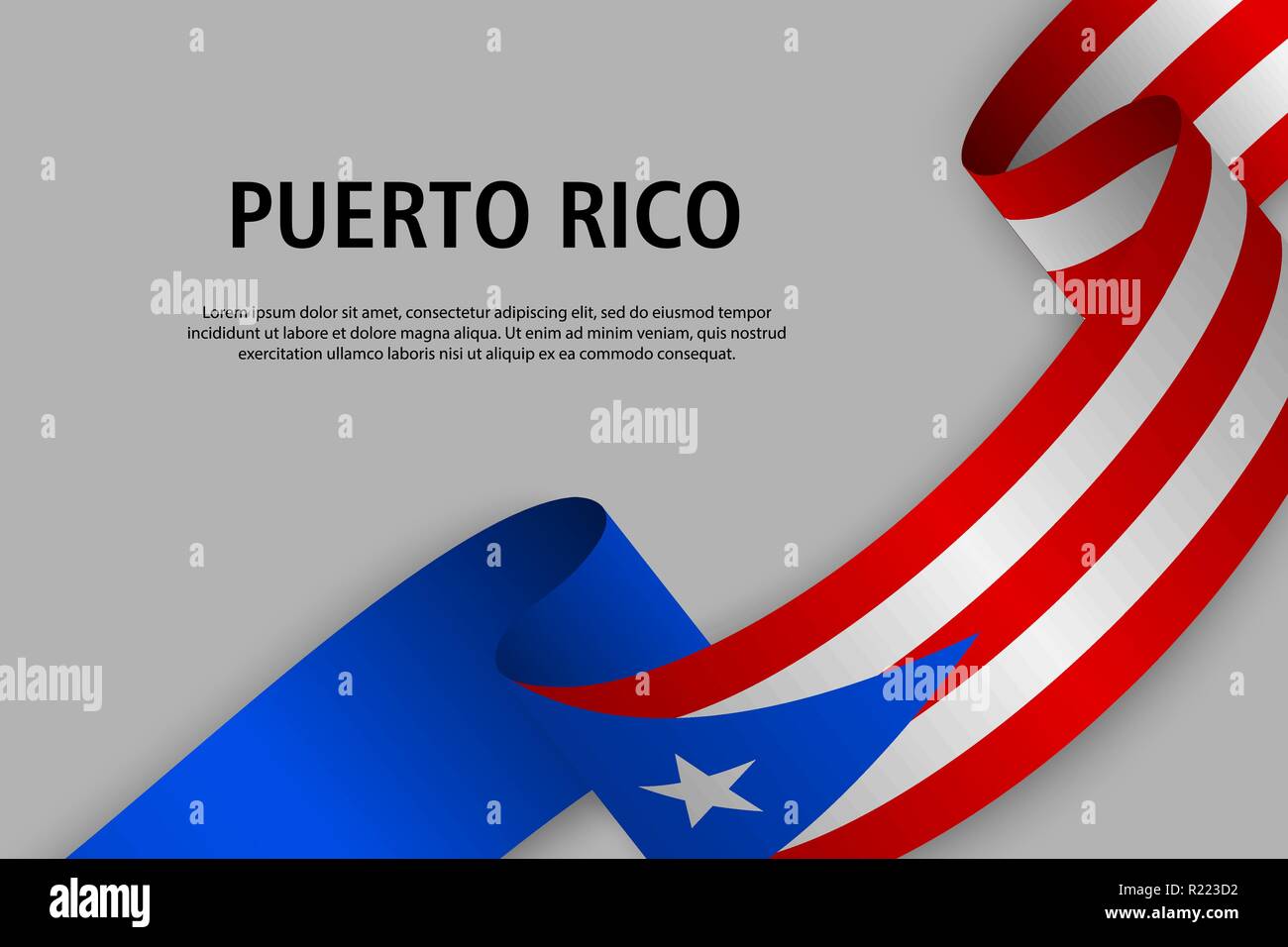 Waving ribbon with Flag of Puerto Rico, Template for Independence day ...
