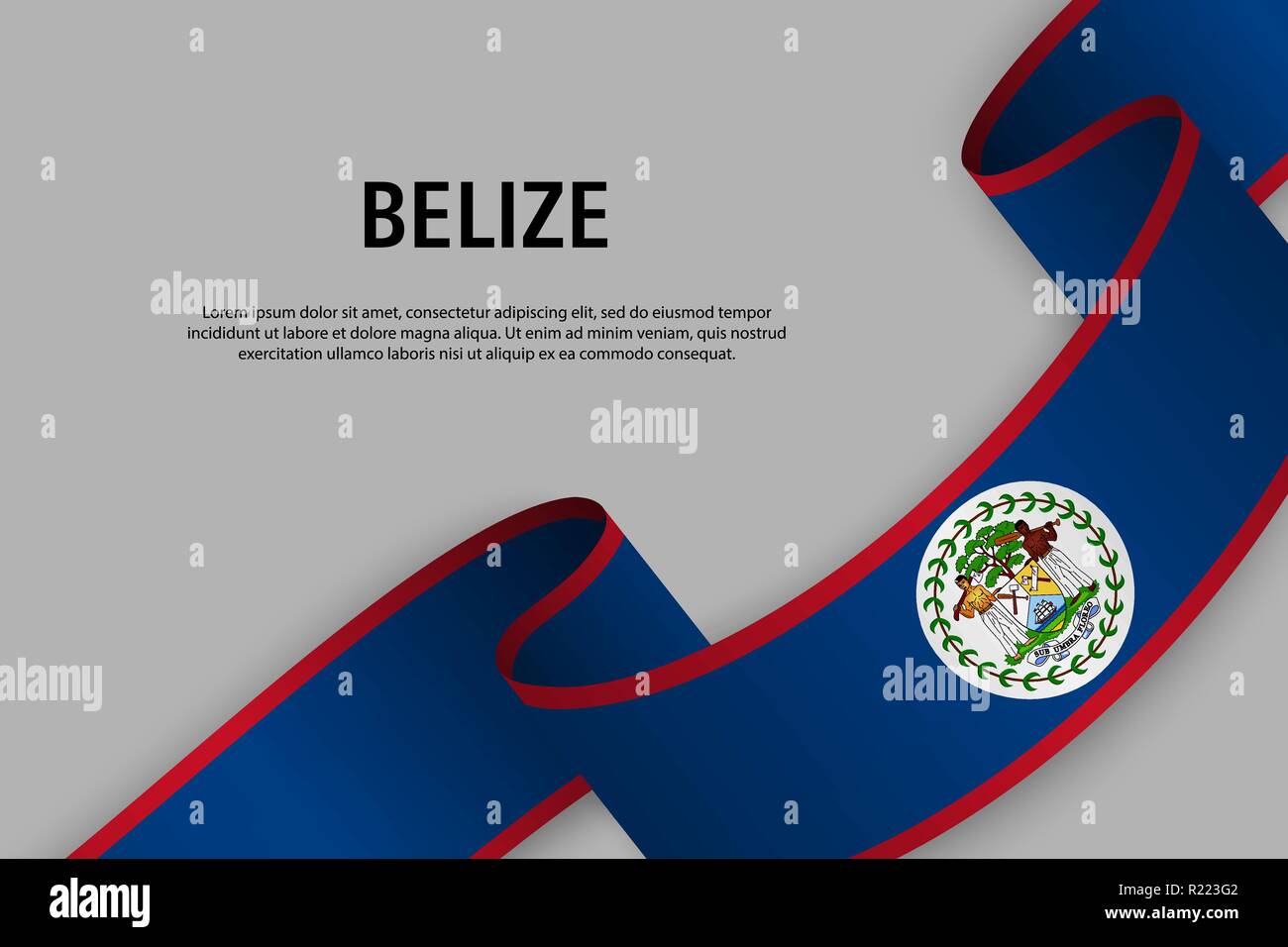 Waving ribbon with Flag of Belize, Template for Independence day banner ...