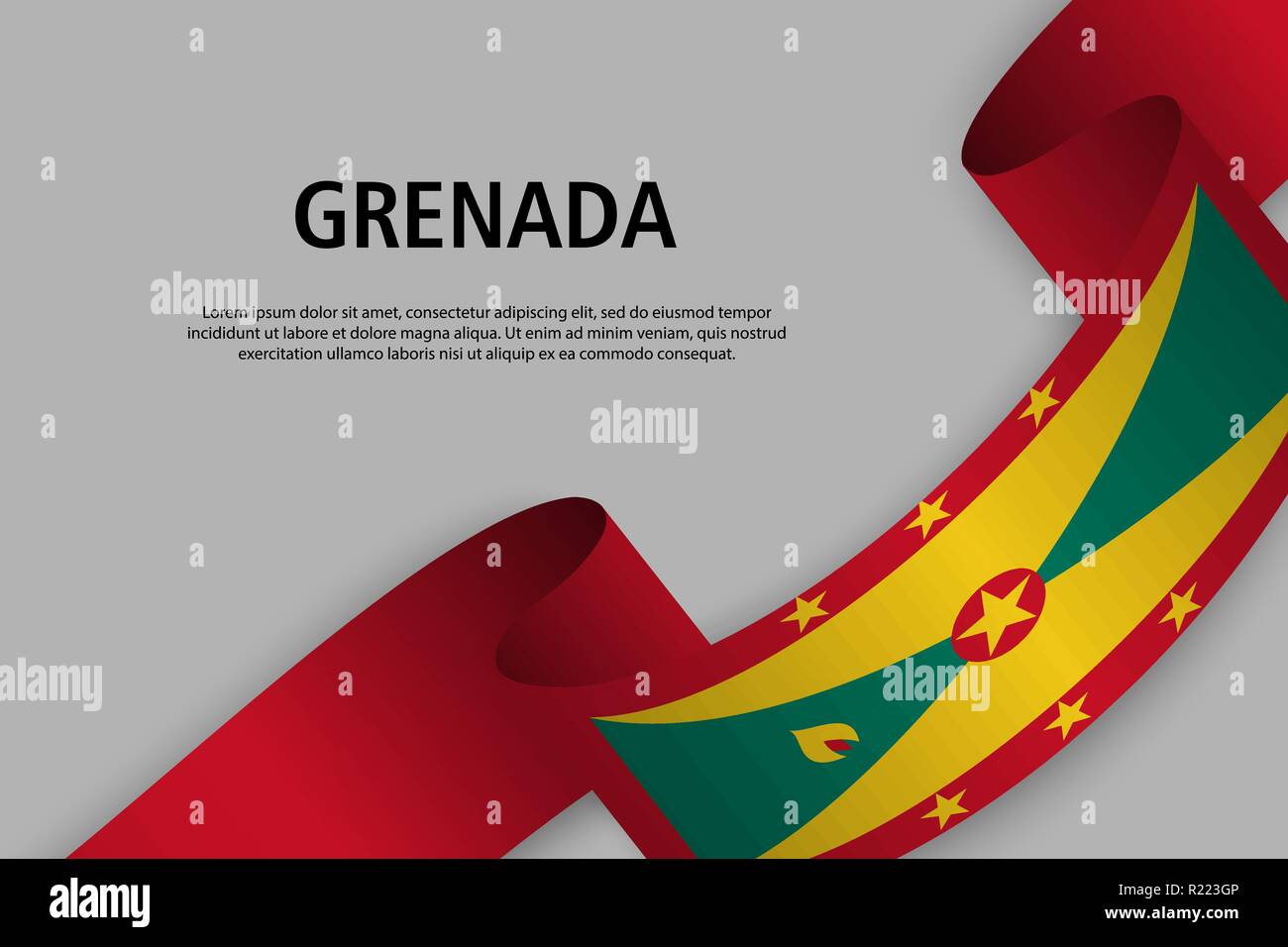 Waving ribbon with Flag of Grenada, Template for Independence day ...