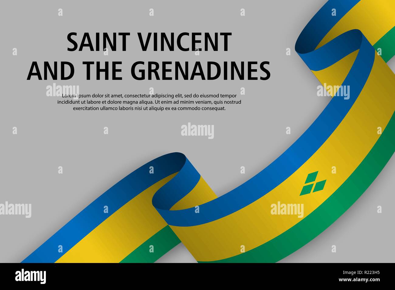 Waving ribbon with Flag of Saint Vincent and the Grenadines, Template ...