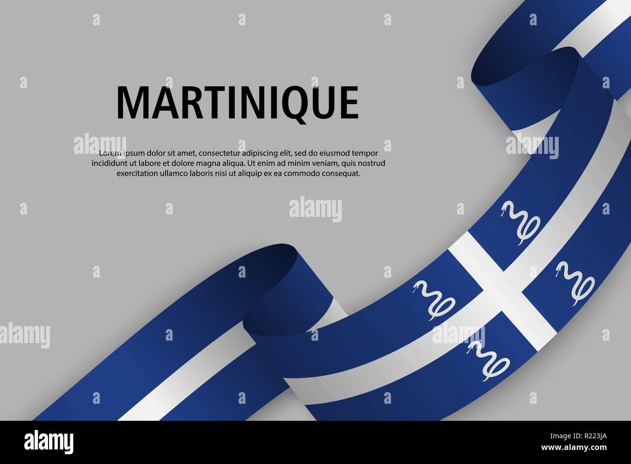 Waving ribbon with Flag of Martinique, Template for Independence day banner. vector illustration ...