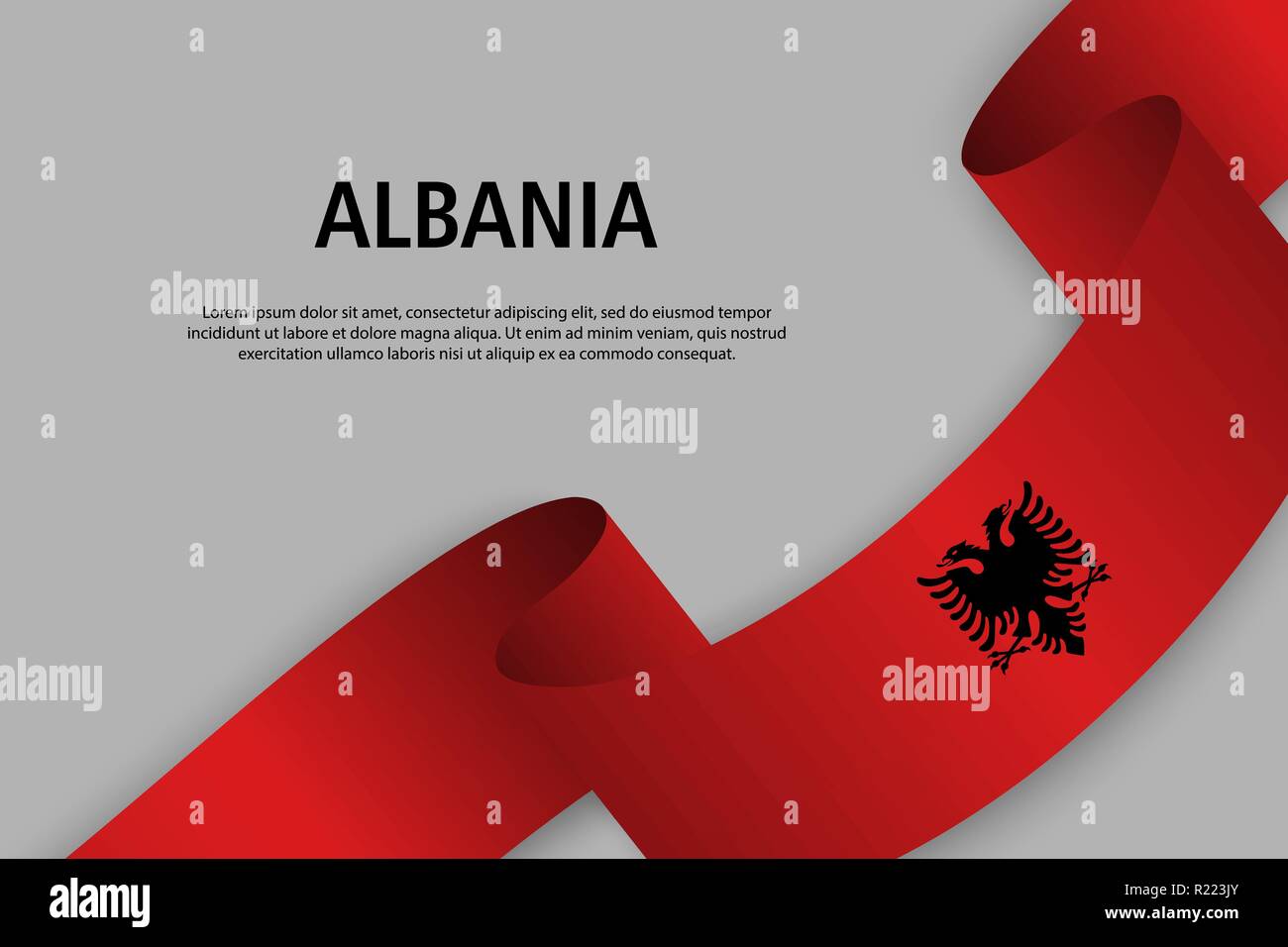 Waving ribbon with Flag of Albania, Template for Independence day ...