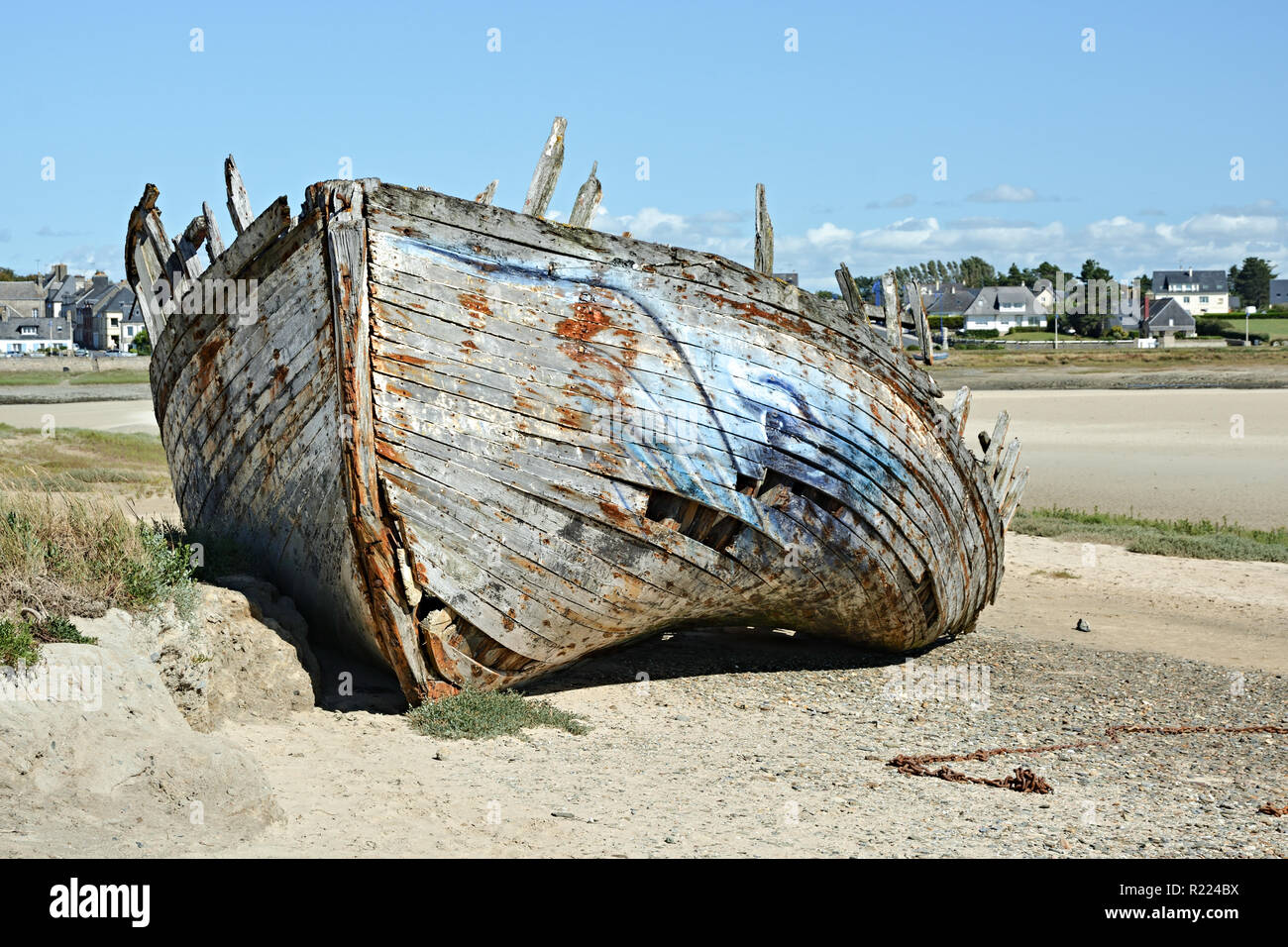 Old shipwreck on beach in France Stock Photo - Alamy