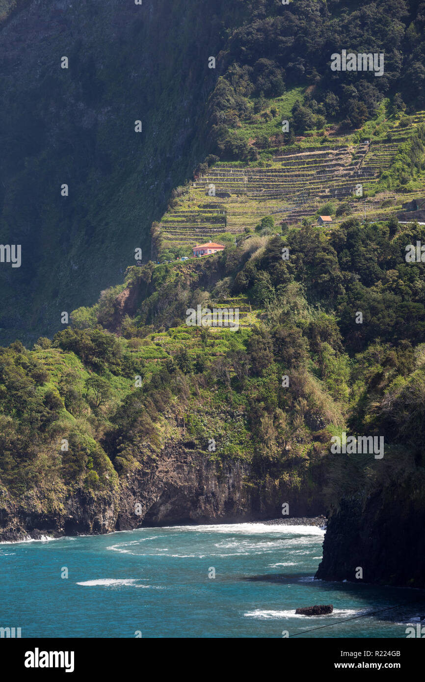Coastline in Porto Moniz on Madeira Island. Portugal Stock Photo - Alamy