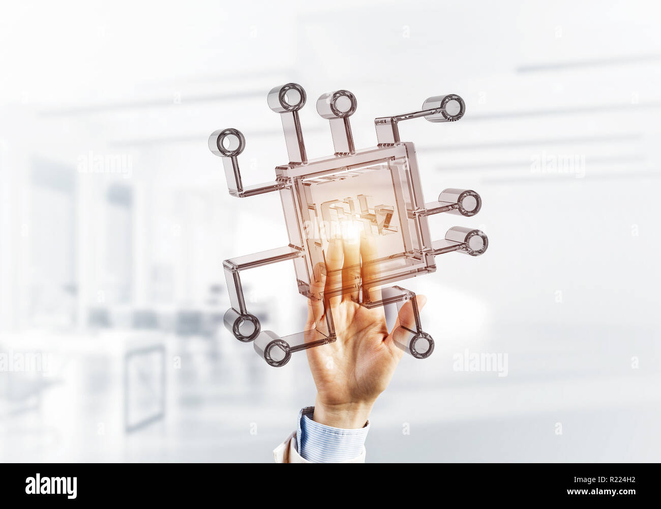 Computing and innovation concept with chip icon. Mixed media Stock ...