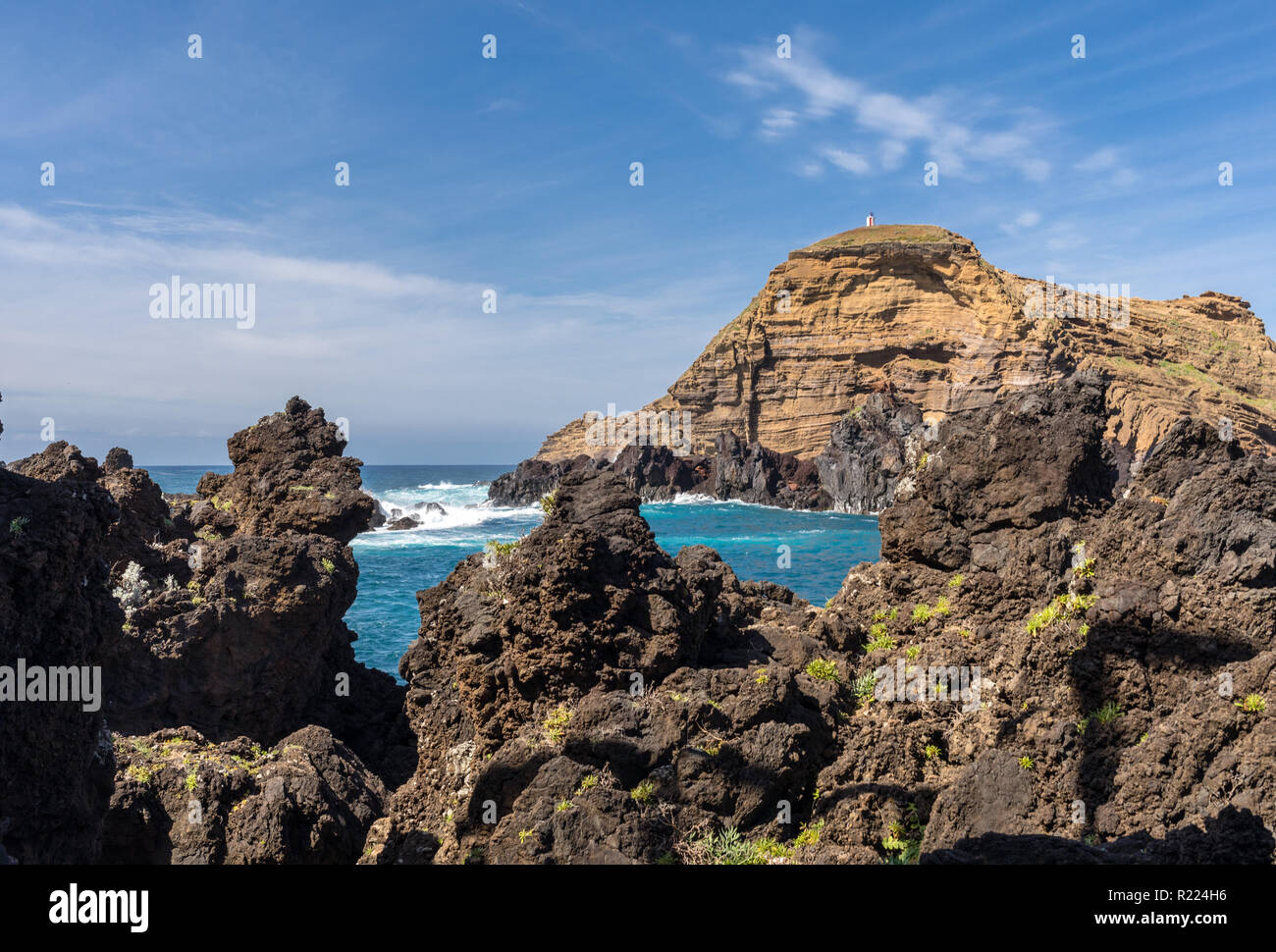 Coastline in Porto Moniz on Madeira Island. Portugal Stock Photo - Alamy