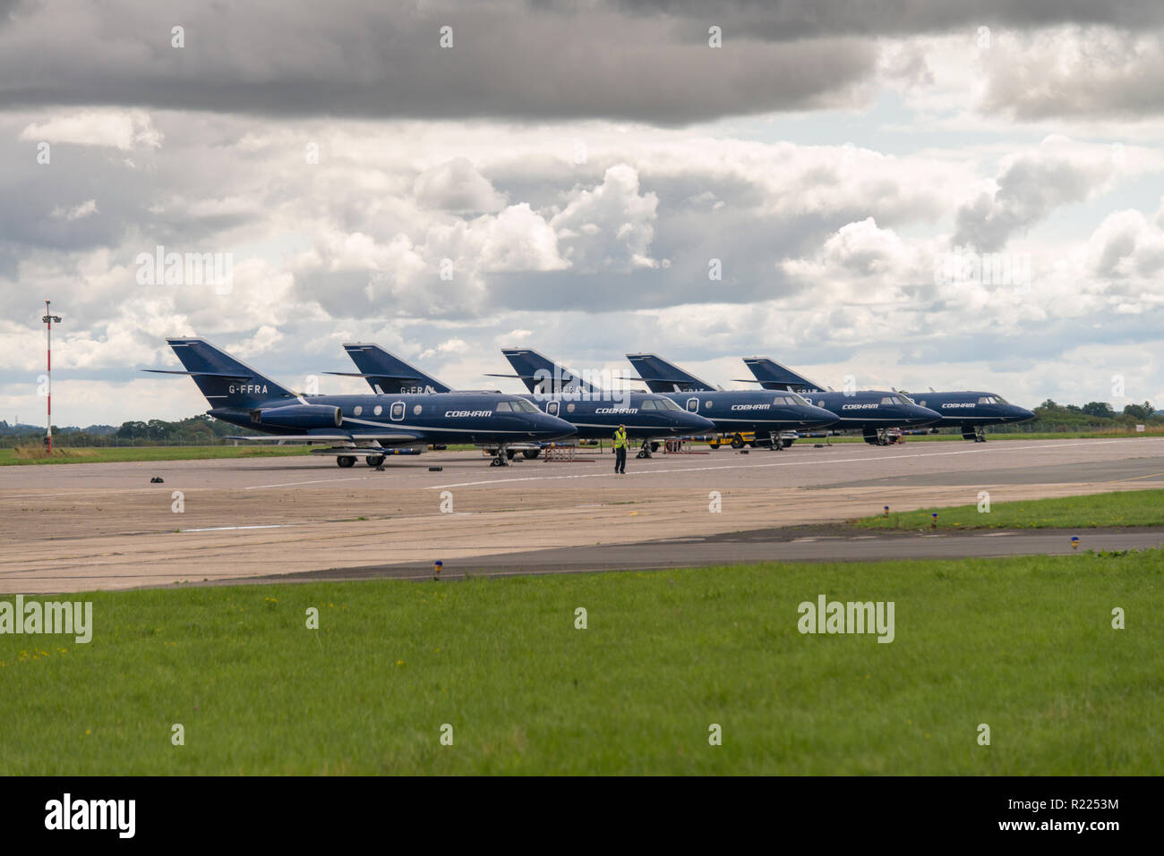 Five Dassault Falcon of the Cobham fleet aircraft at Durham Tees Valley ...