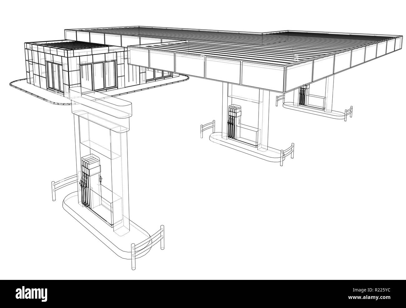 Gas Station. Vector rendering of 3d Stock Vector Image & Art - Alamy