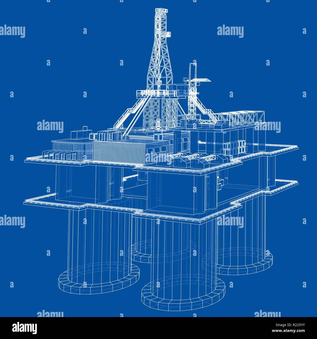 Offshore oil rig drilling platform concept. Vector Stock Vector Image ...
