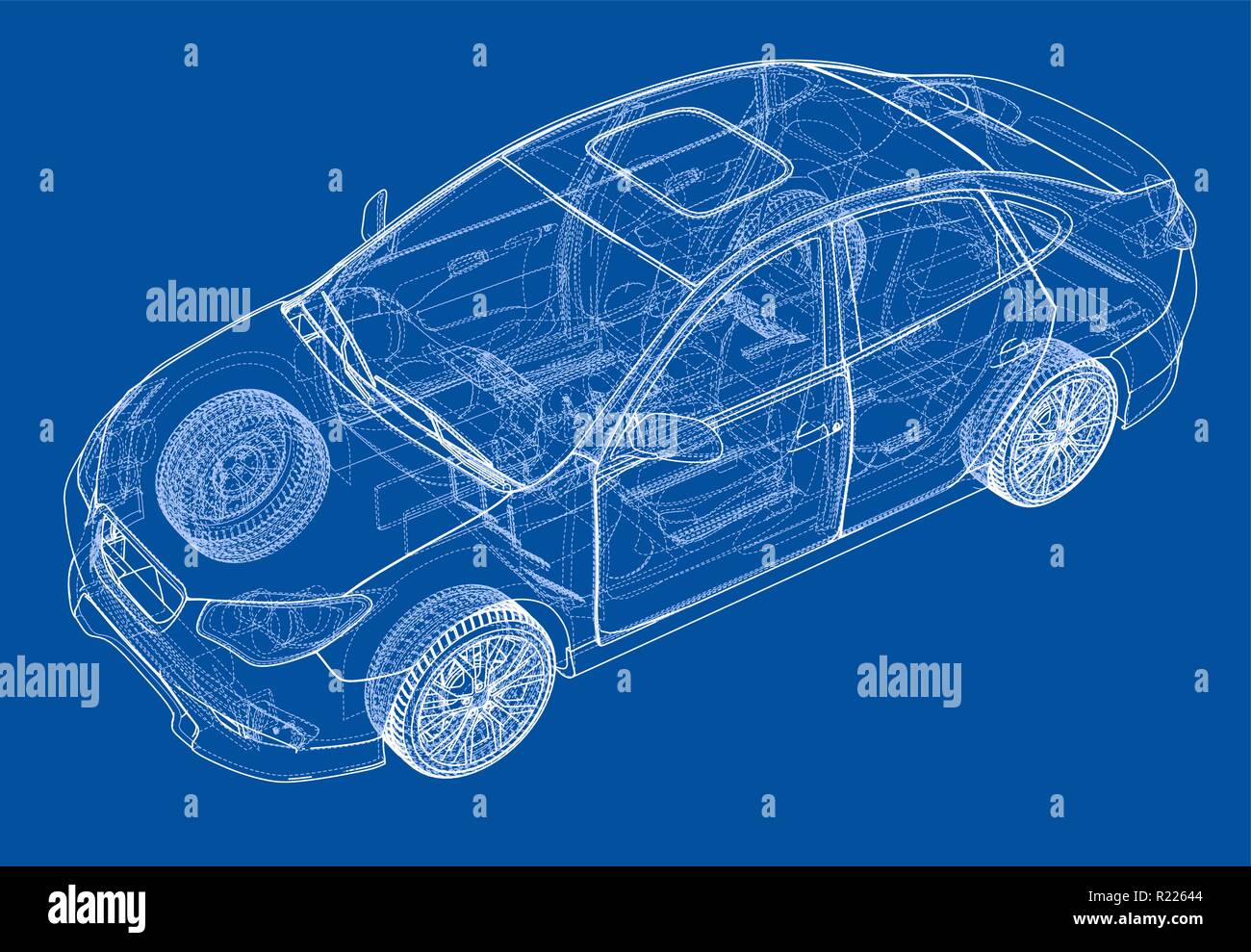 3d model car blueprint Stock Vector Images - Alamy