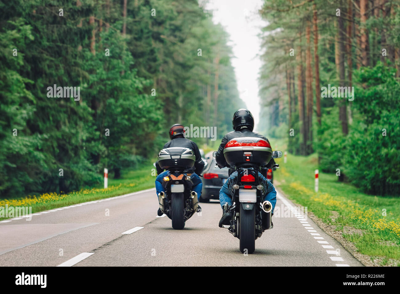 Motorcycles on the road in Poland Stock Photo - Alamy