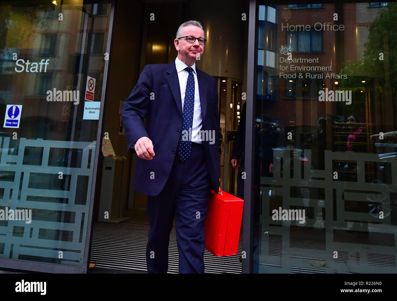 Environment secretary michael gove speaking outside the department for ...