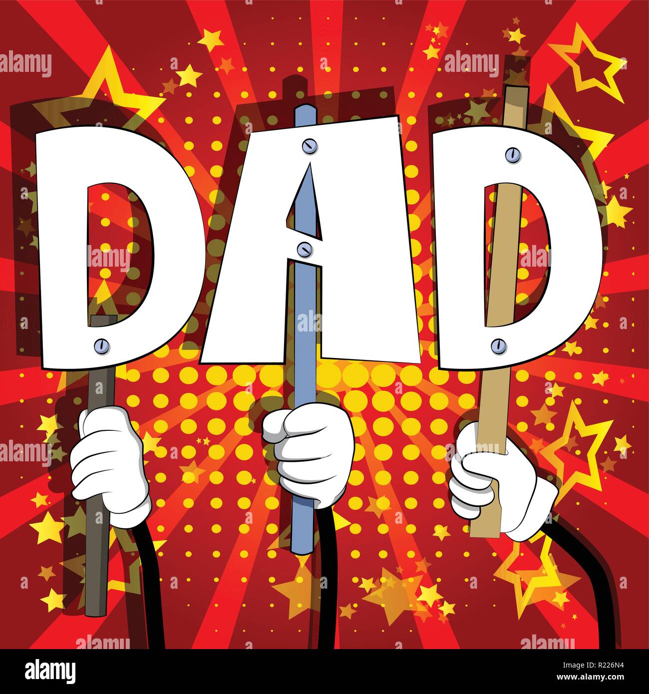 Diverse hands holding letters of the alphabet created the word Dad ...