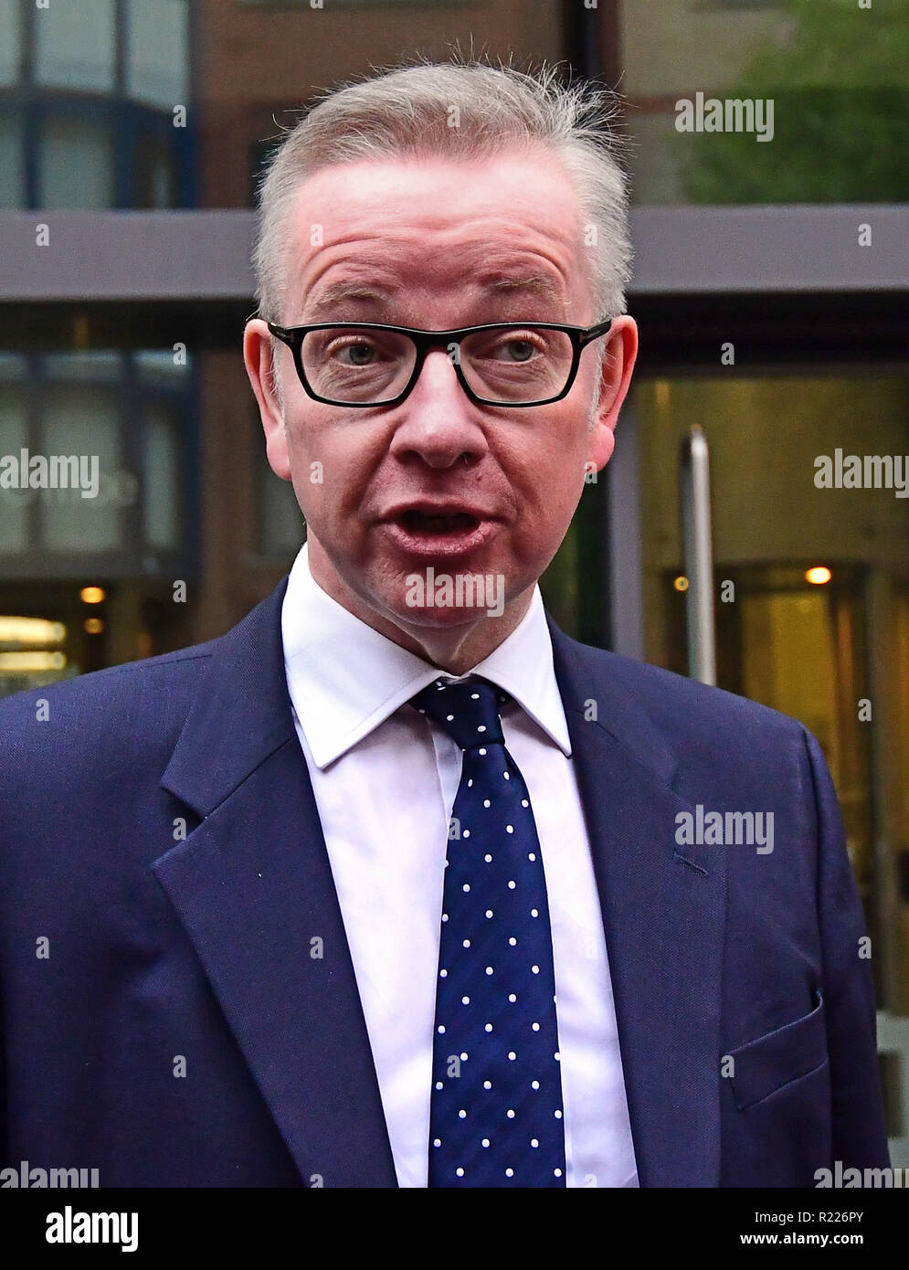 Environment secretary michael gove speaking outside the department for ...