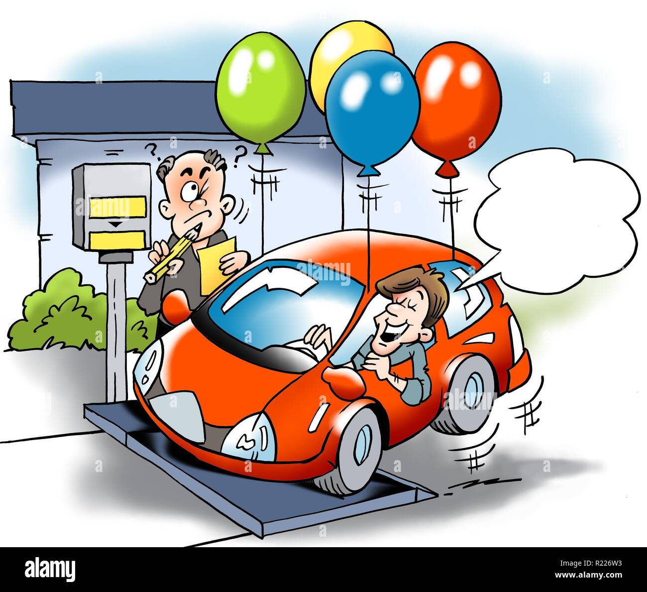 Cartoon illustration of a car owner trying to cheat with the total ...